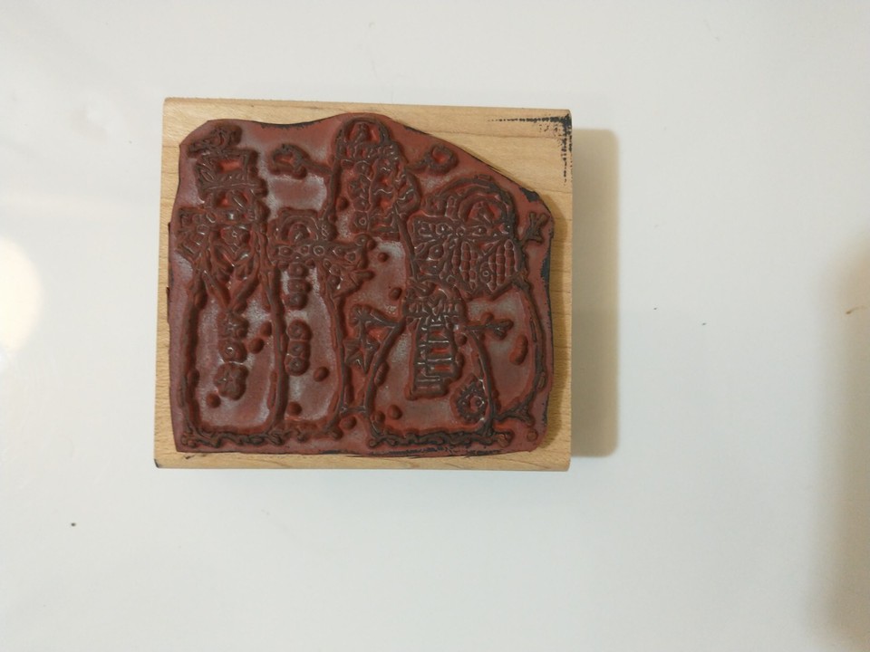 Rubber Stamp Wood Mount 2.75 x 3" Snowman Snow Family Group Hearts ...