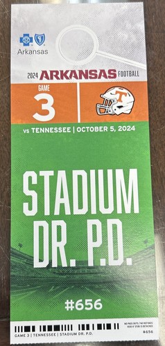 Arkansas Razorbacks Football Parking Pass Fayetteville Game Stadium Dr ...