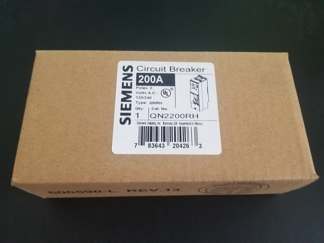 Siemens QN2200RH 200A 240VAC 2-Pole Circuit Breaker for sale online | eBay