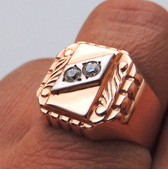 Unisex Vintage USSR 583,Rose Gold Ring With Zircon Size 12,75 | eBay
