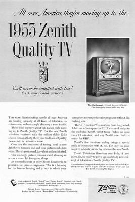 Zenith TV Print Ad Television Advertising Vintage Household Home ...