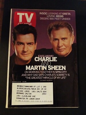 TV Guide Magazine March 2nd 2002 Charlie and Martin Sheen *2 | eBay