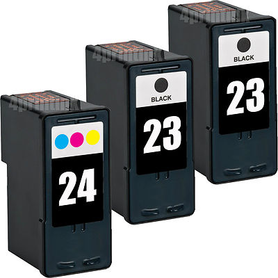 3 Pack 23 24 Black/Color Ink For Lexmark Z1410 Z1420 X3530 X3550 X4530 ...
