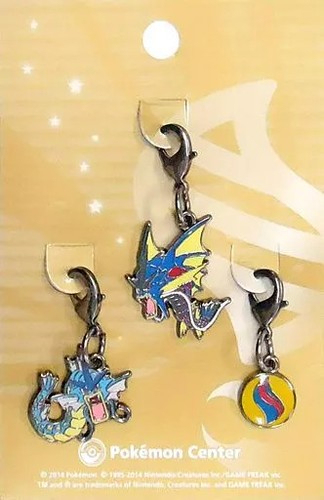 Pokemon Center Mega Gyarados Metal Keychain Charm w/ Mega Stone Ltd Ed ...