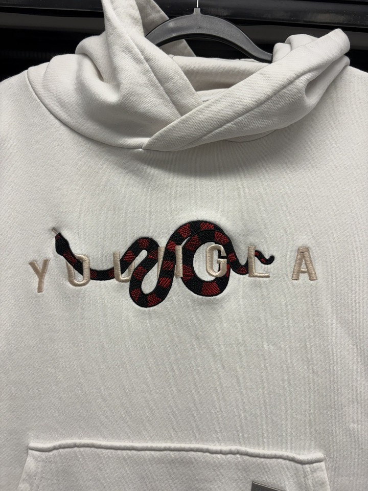 Young LA Hoodie Mens Small White Streetwear Hooded Sweatshirt Jacket ...