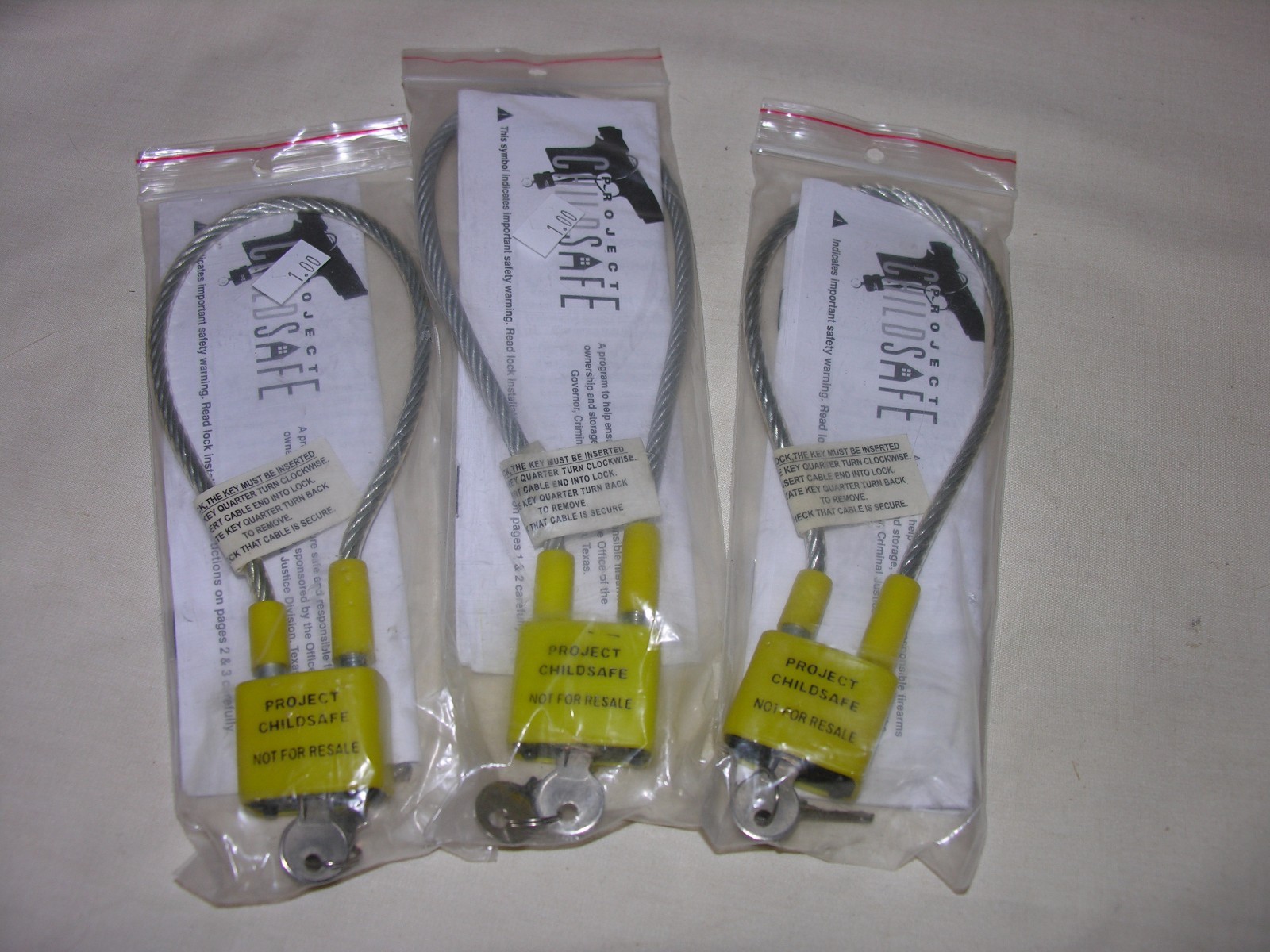 Set Of 3 Project ChildSafe Gun Lock w/ 2 keys | eBay