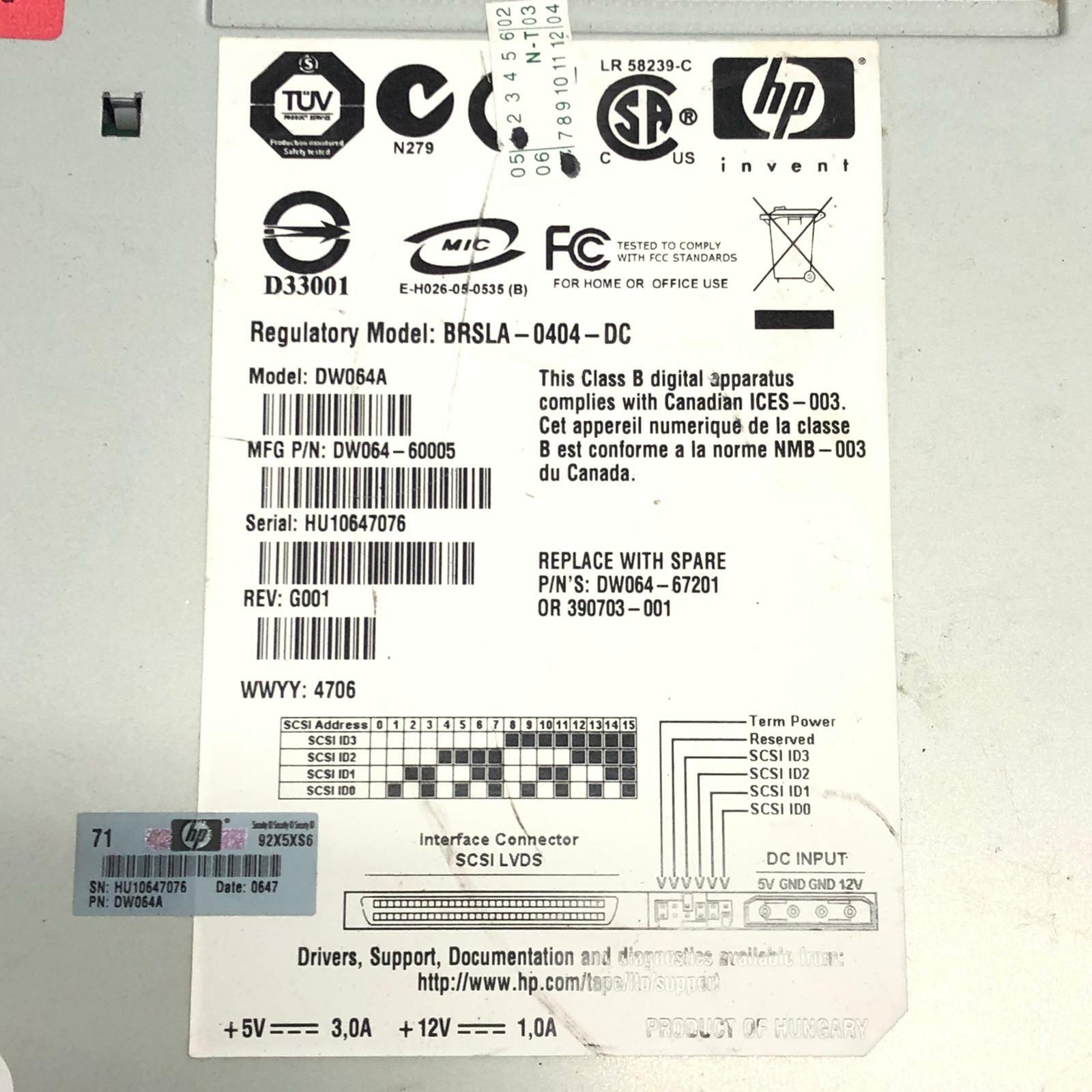HP STORAGEWORKS ULTRIUM 232 BRSLA-0404-DC DW064A SCSI LVD TAPE DRIVE | eBay