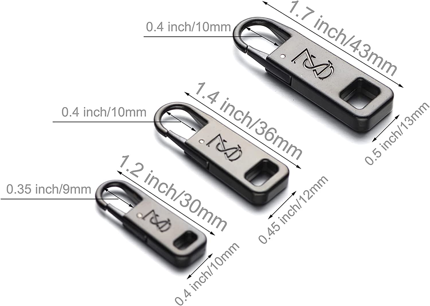 Zpsolution Zipper Tab Replacement - 3 Sizes for Luggage, Jackets, Boots ...