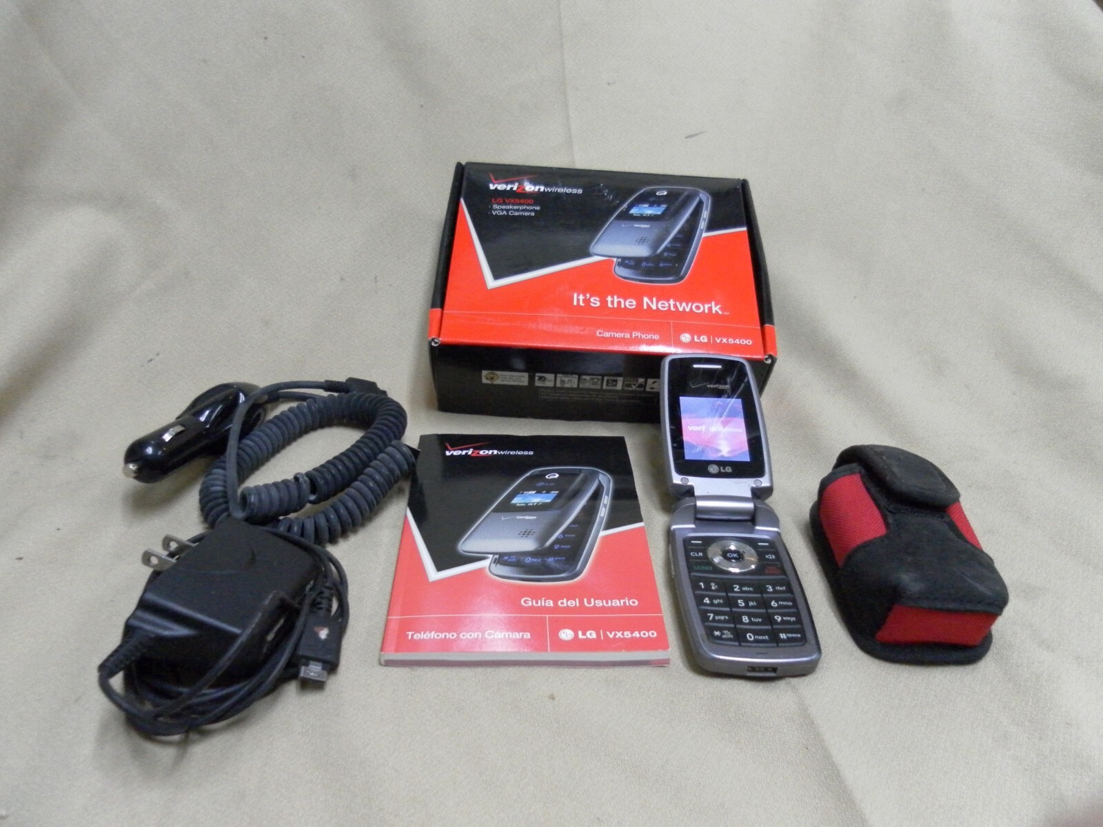LG VX5400 - Gray (Verizon) Cellular Flip Phone with chargers and belt ...