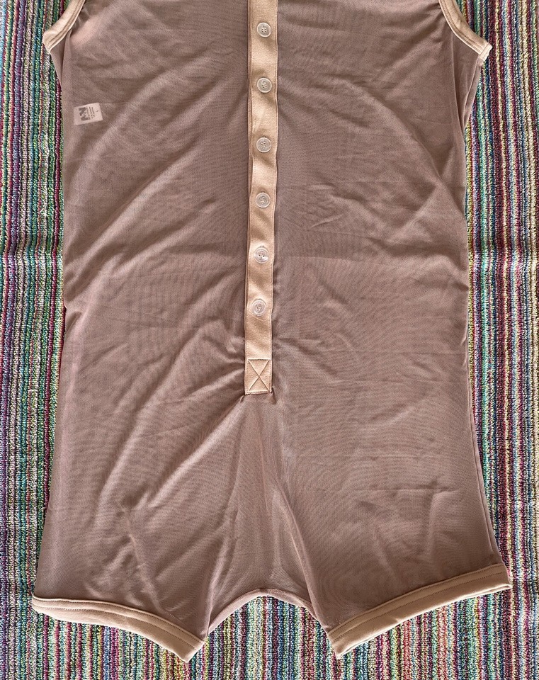 N2N Bodywear Men's SX24 Sheer X Mesh Bodysuit Romper Union Suit Beige ...