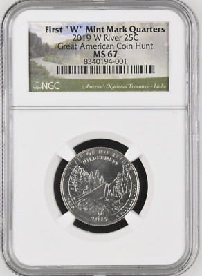 2019 W River 25¢ Great American Coin Hunt MS 67 First W Mint Mark ...