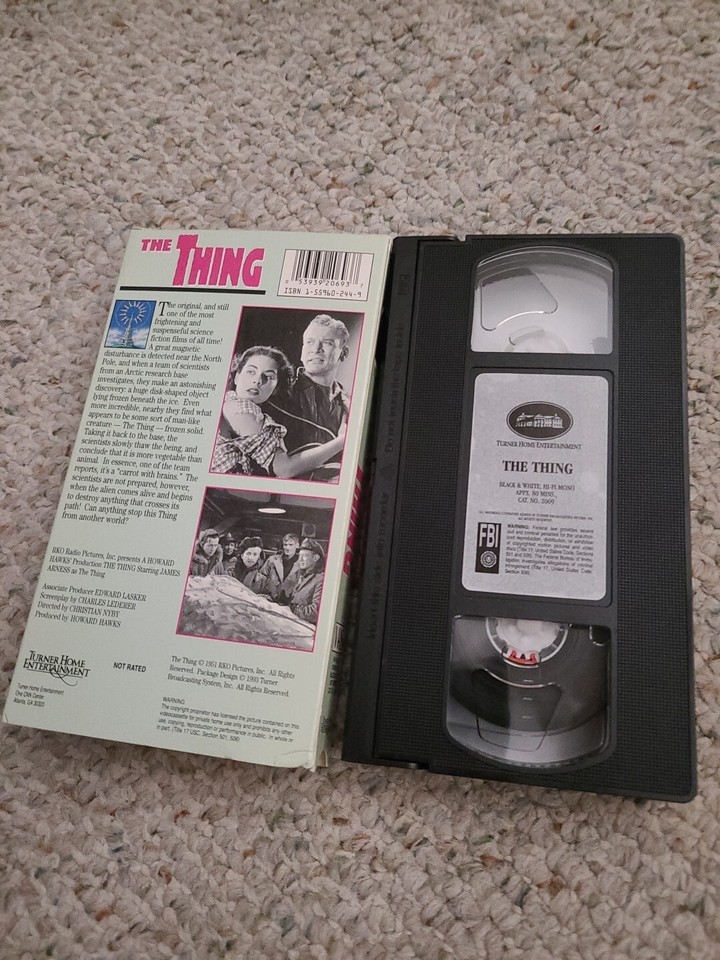 The Thing VHS 1951/1993 SciFi James Arness Halloween Black & White ...