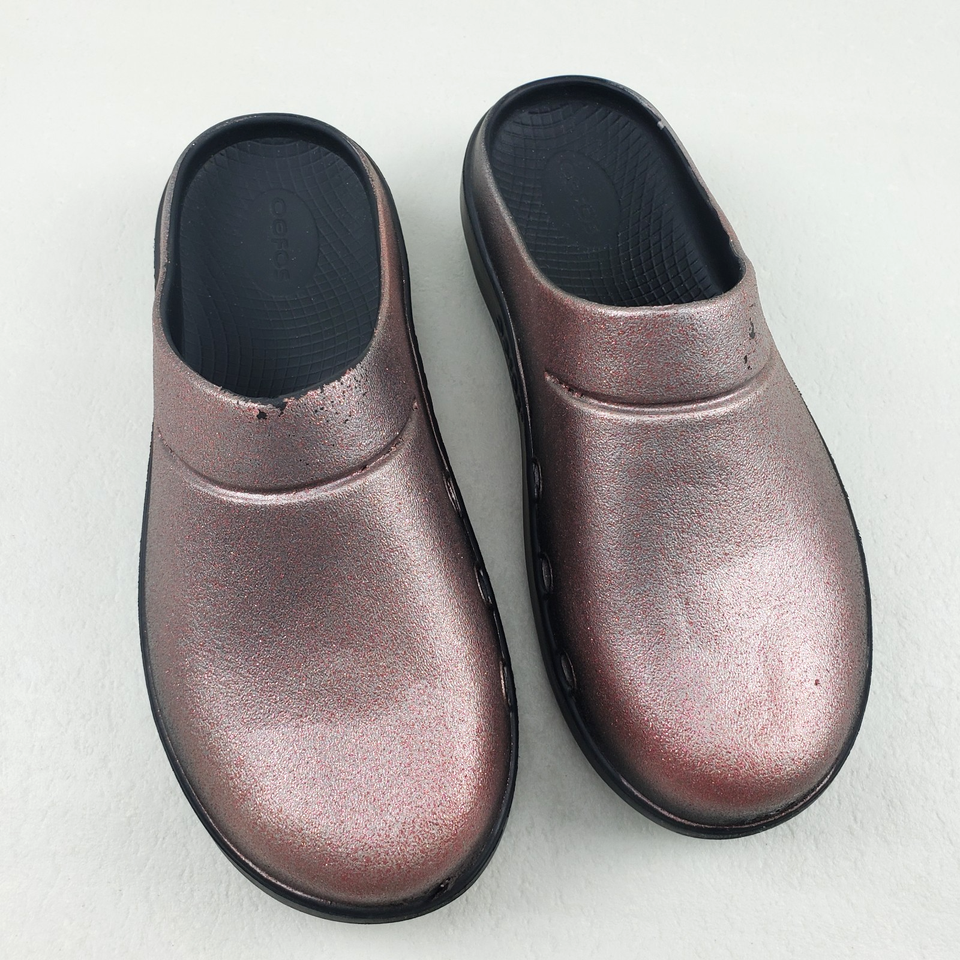 Oofos Oocloog Slip On Clog Womens 10 Red Sparkle Recovery Foam Comfort ...