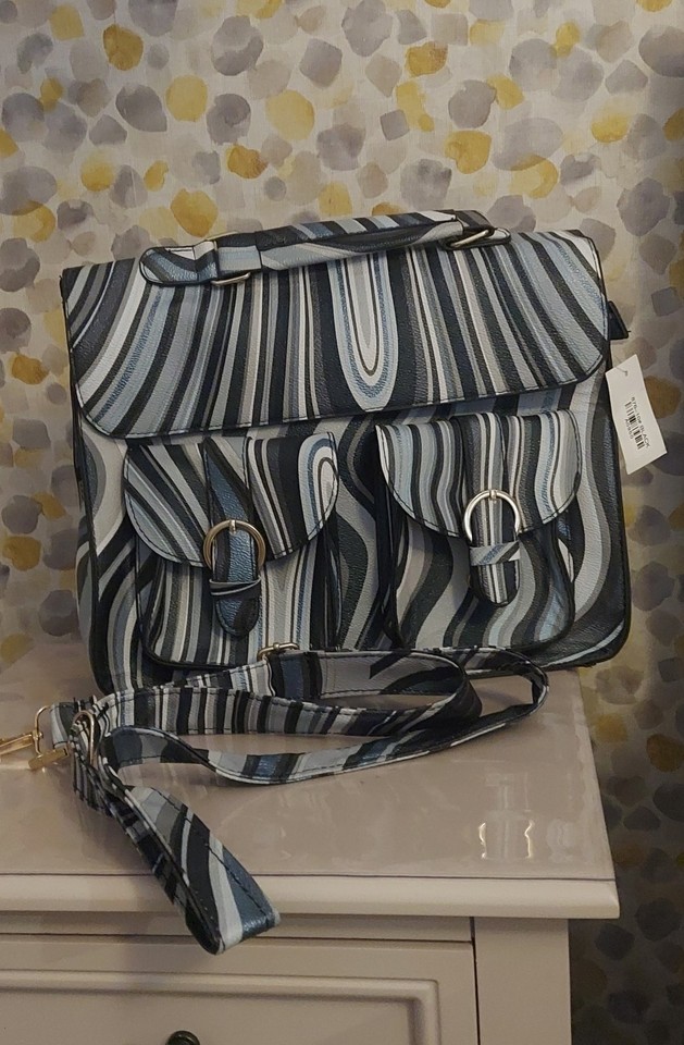 Wave Print Satchel Bag for Women Black , Grey And White .New | eBay UK