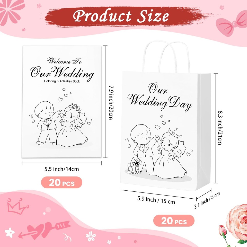 80 Pcs Wedding Coloring Activities Books for Kids: 20 Set Wedding Games ...