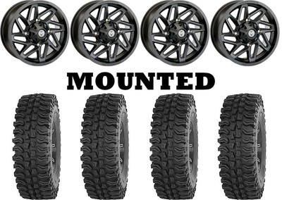 Kit 4 Frontline BDC Tires 32x10-15 on Moose 361X Matte Black Wheels 550 ...