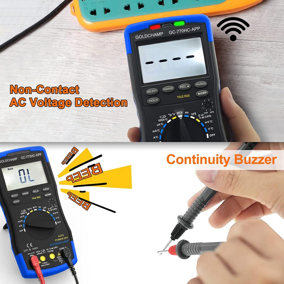 Digital Multimeter AC/DC Current Voltage Autorange TRMS Amp Ohm Meter ...