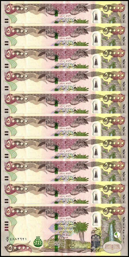 300,000 IRAQI DINAR 6x 50,000 Crisp UNCIRCULATED IRAQ DINARS AUTHENTIC ...