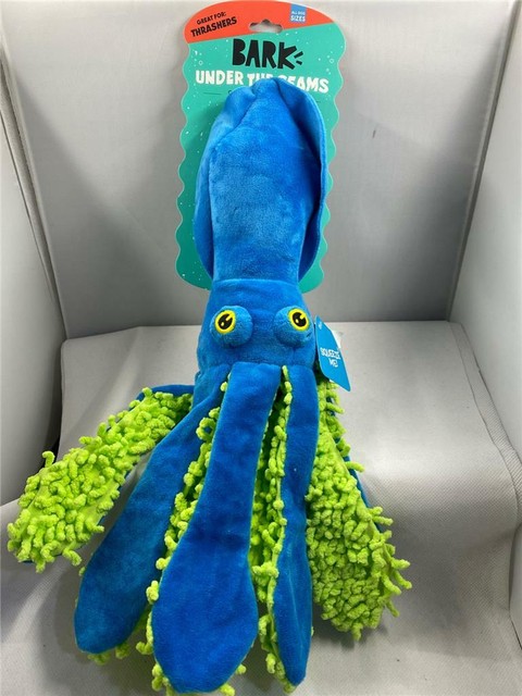 Bark Shifty Sid The Squid Crinkle Squeaky Dog Toy Great for Thrashers ...