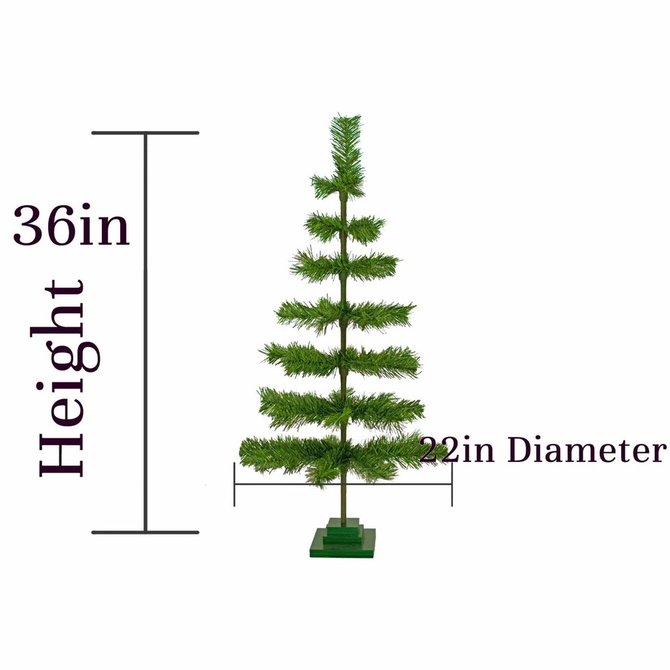 36'' Alpine Green Christmas Tree Tinsel Feather Style Holiday Tree 3FT ...