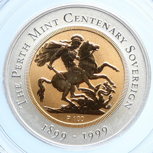 1999 AUSTRALIA Sovereign PERTH MINT 100 YRS OLD Gold Dollar Coin PCGS ...
