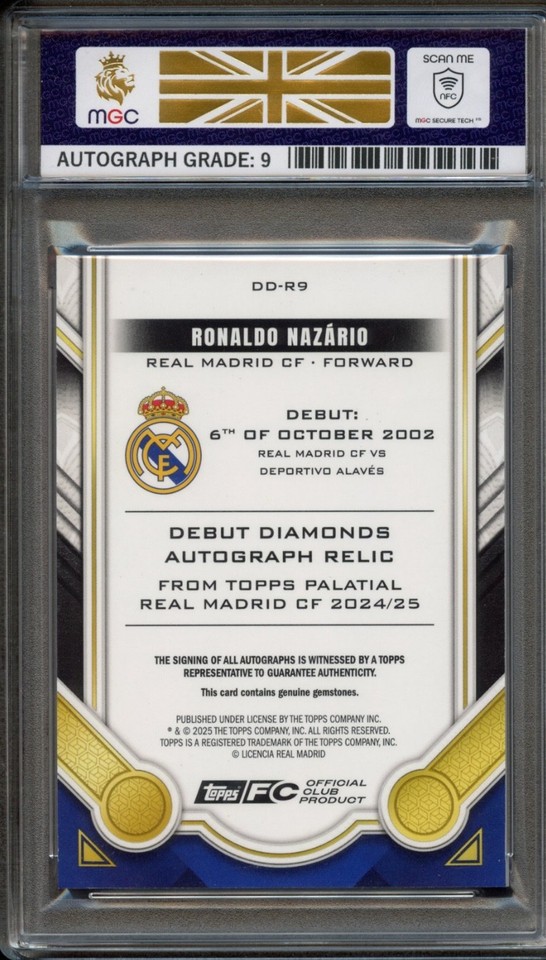 Ronaldo Nazario /10 Auto 2025 Topps Palatial Real Madrid Debut Diamonds ...