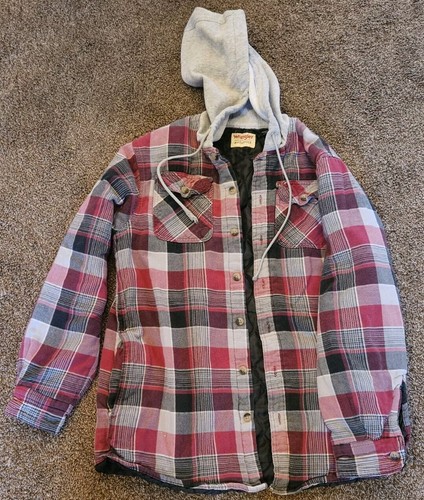 Wrangler Red Plaid Shacket Men's Sm Flannel Quilted Lining Button Shirt ...