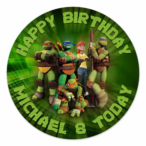NINJA TURTLES PERSONALISED EDIBLE ICING IMAGE PARTY CAKE TOPPER ROUND ...