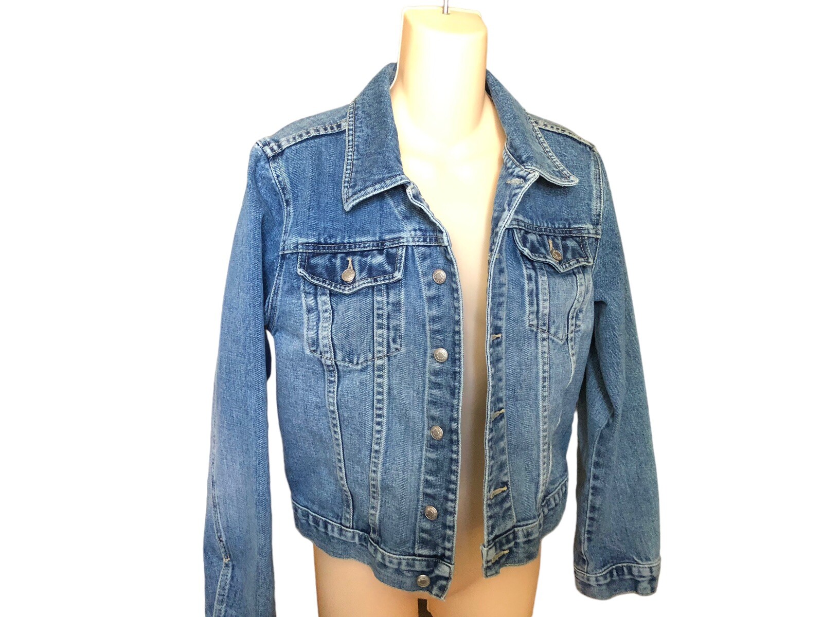 BOSTON PROPER Vintage Trucker Style Denim Jacket 100%… - Gem