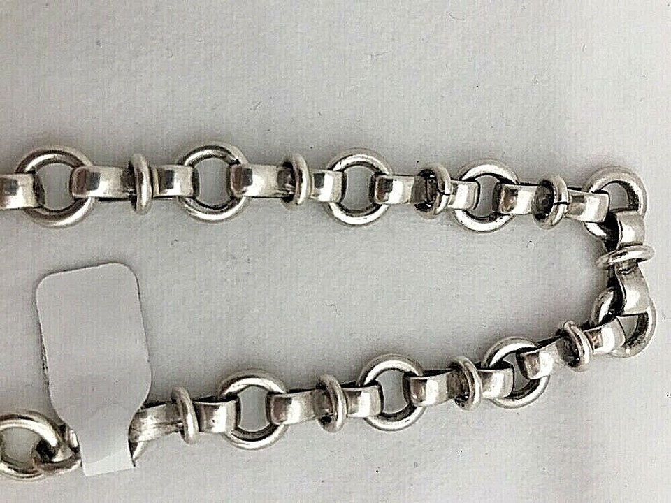 Sterling Silver .925 3/8" x 9" Round Link Toggle Bracelet | eBay