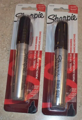 Sharpie KING SIZE Black Chisel Tip PERMANENT MARKERS 2 Pack New 15101PP | eBay