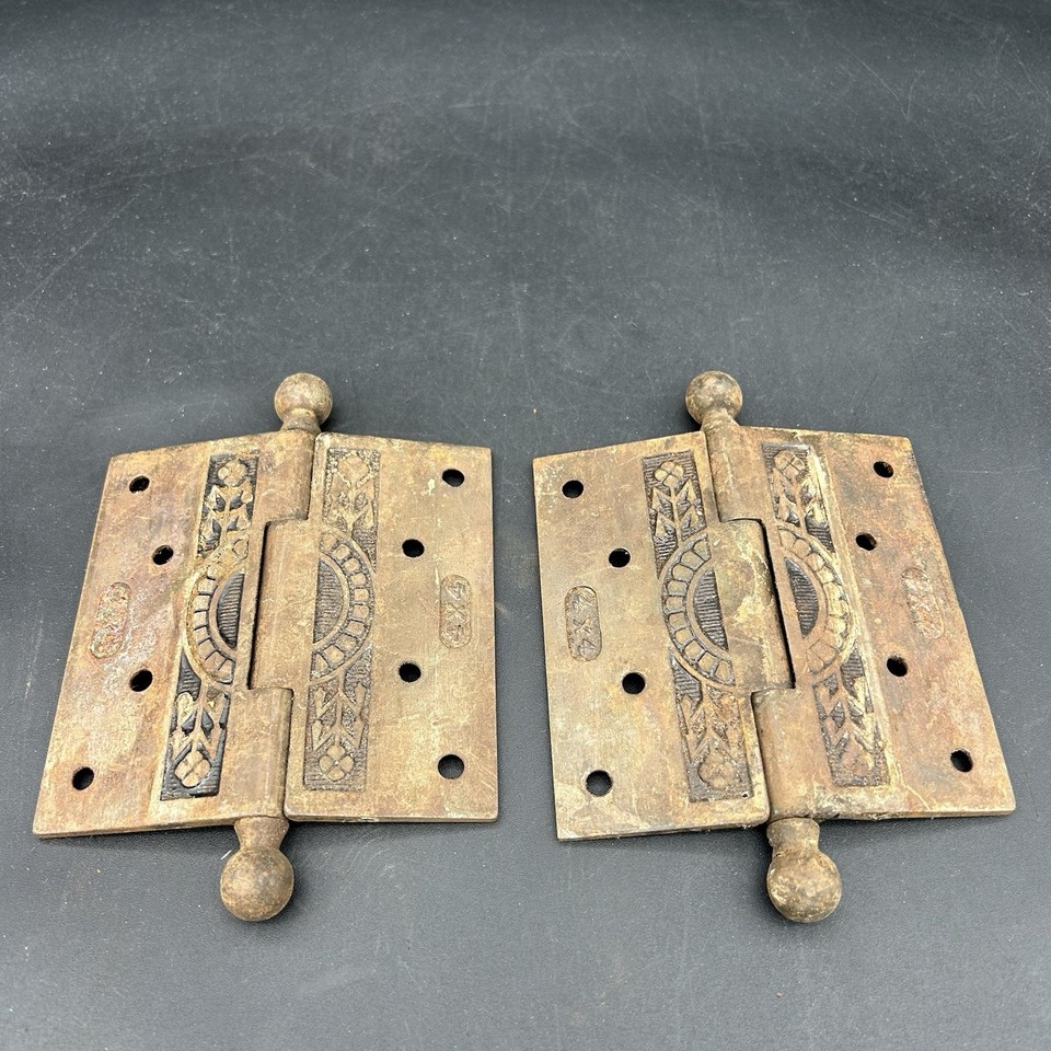 Antique Door Hinge, “Lilly Pattern” Victorian, Eastlake, Ornate/Fancy 4x4 - Pair | eBay