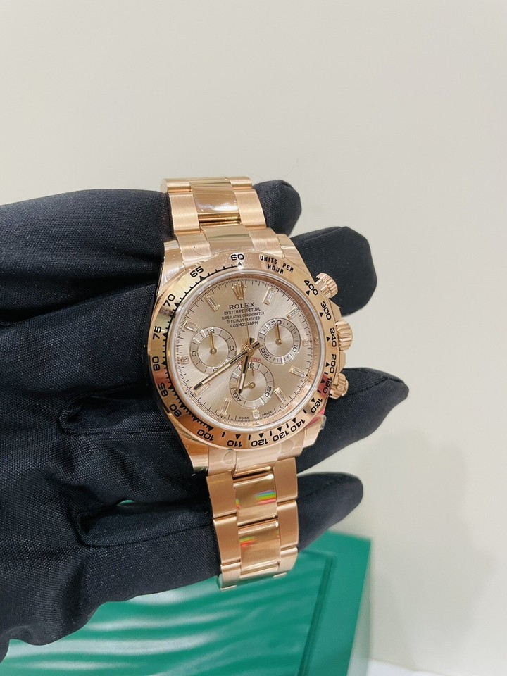 Gorgeous New Unworn Rolex Daytona Sundust Baguette Dial Rose Gold ...