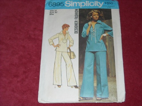 💐 1975 SIMPLICITY #6895 - LADIES RETRO PULLOVER LACE TOP & PANTS ...
