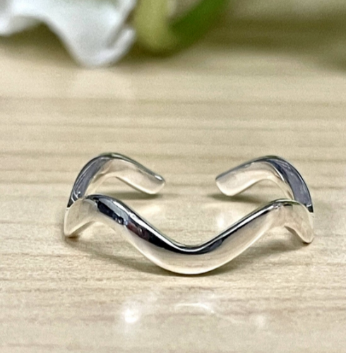 Daily Use Women's Solid Metal Adjustable Wave Toe Ring White Gold Plated Silver | eBay