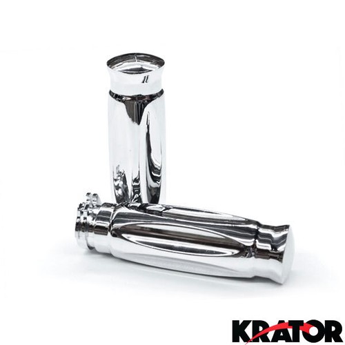 Chrome Motorcycle Hande Grips Shotgun Shell Bullet Style Fit 1" Inch ...