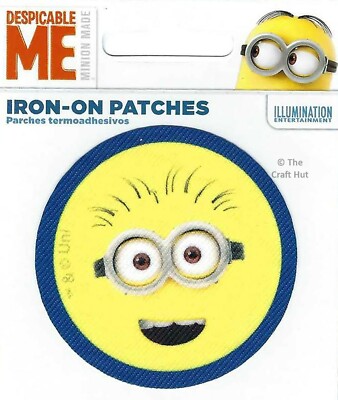 Iron On Printed Motif Patch Round Novelty Despicable Me Minion 6.5cm ...