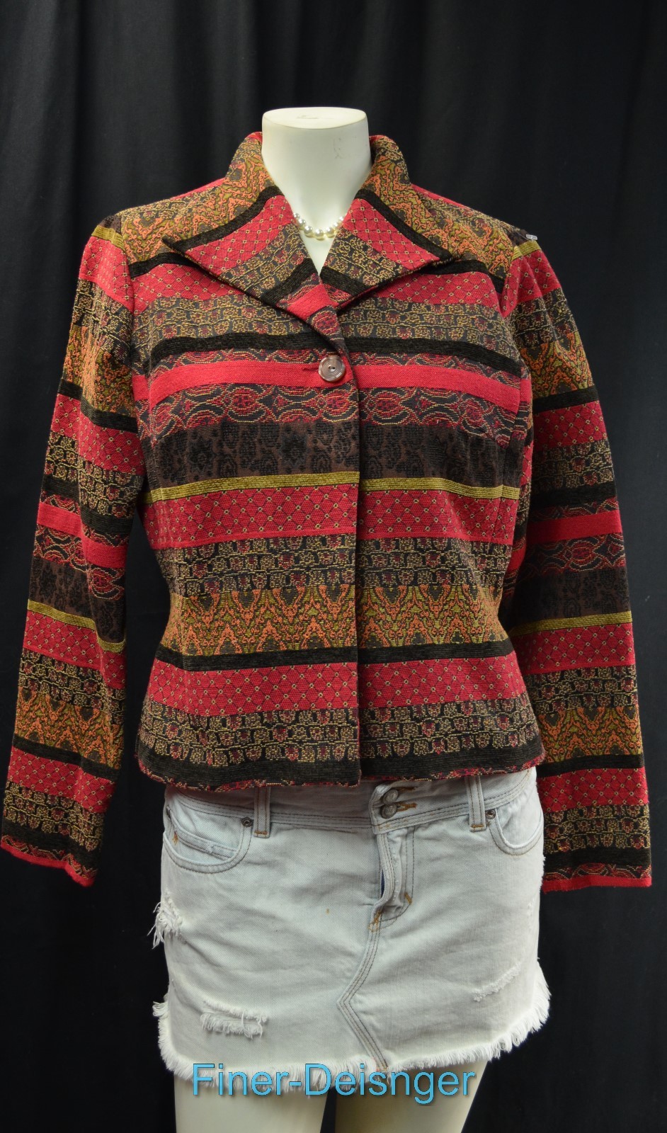 Coldwater Creek CWC shabby blazer chenille jacket art bolero coat crop ...