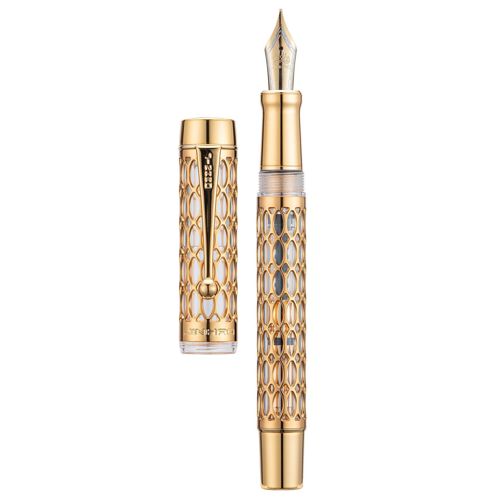 For Jinhao 100 Fountain Pen 0.5mm F Nib Resin Skeleton Hollow Writing Gift Pen k | eBay UK