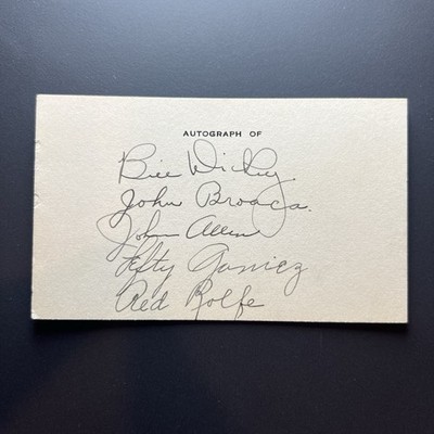 Johnny Broaca Signed Bill Dickey Johnny Allen Lefty Gomez Red Rolfe ...