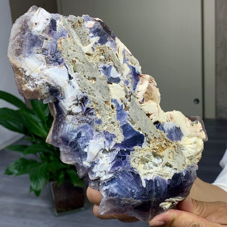 3.67LB Natural and beautiful gray colored cubic fluorite mineral ...