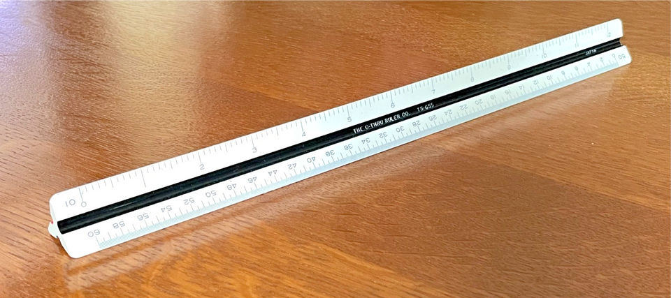 Vintage The C-Thru Ruler Co. TS-655 Engineer Triangular 12" Scale ...