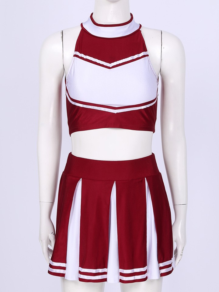 Women Cheer Leader Costume Mini 2 Piece Cheerleading Fancy Dress Outfit ...