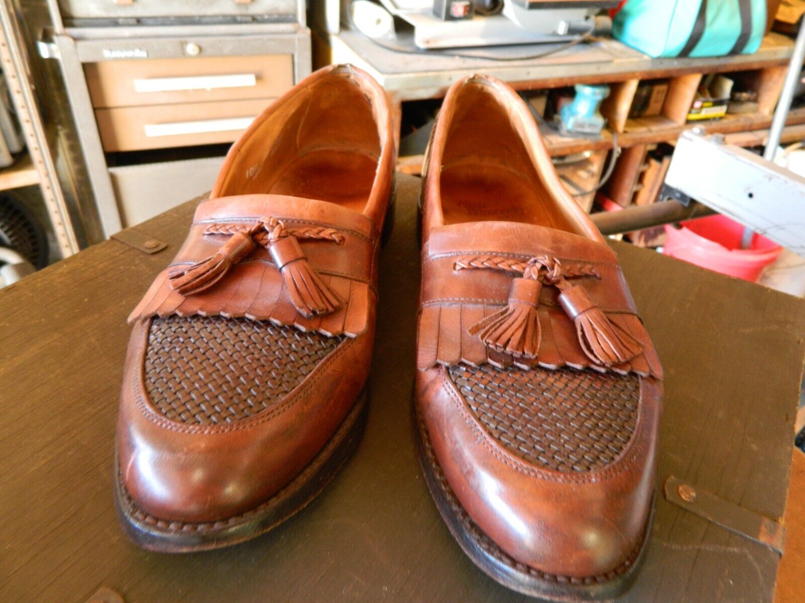 ALLEN EDMONDS Cody Loafers Brown Leather Woven Tasseled Dress Shoes ...