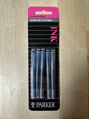 PARKER Quink Ink Cartridge Pack of 5 Refills Permanent Black NOS | eBay