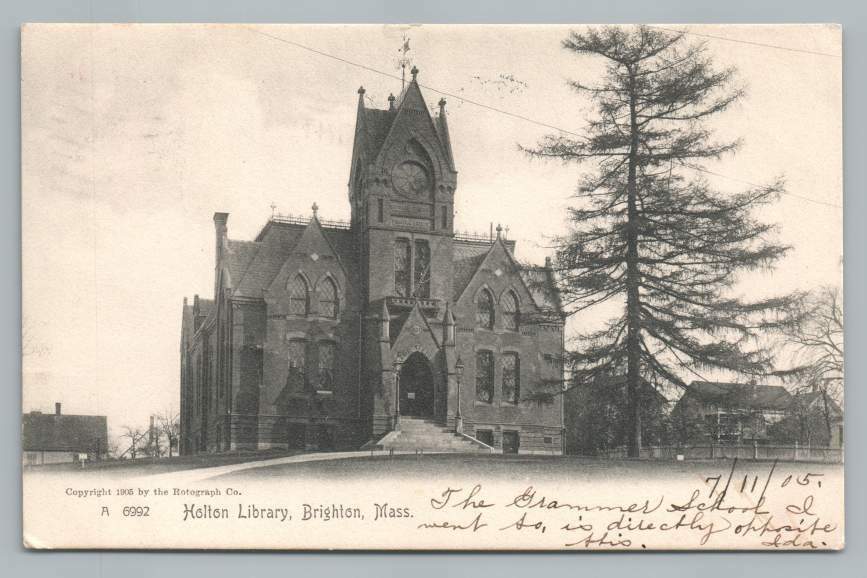 Holton Library BRIGHTON Massachusetts UDB Rotograph Antique Postcard ...