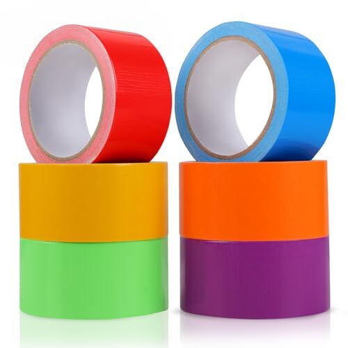 6 Pack Rainbow Colored Duct Tape, 15 Yards x 2 Inch Heavy Duty ...