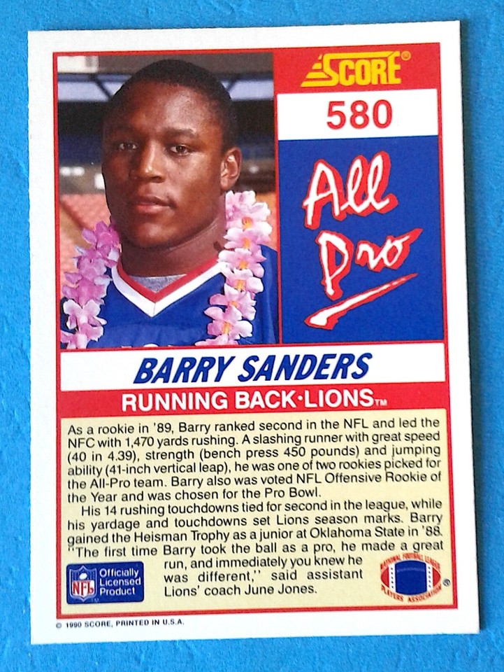 1990 BARRY SANDERS SCORE #580 ALL-PRO MINT (B) | eBay