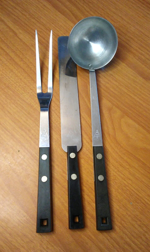 Set of 3 Flint Arrowhead Ladle Spreader Fork Stainless Black Handles ...