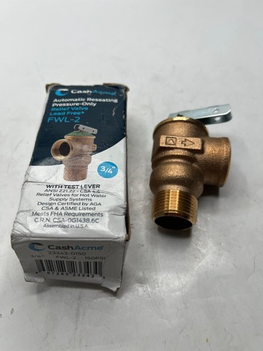 Cash Acme 23343-0150 3/4" Automatic Reseating Pressure Only Relief ...